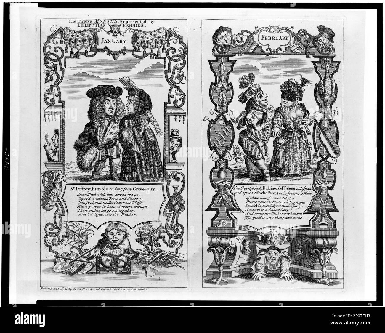 The twelve months represented by Lilliputian figures. British cartoon ...