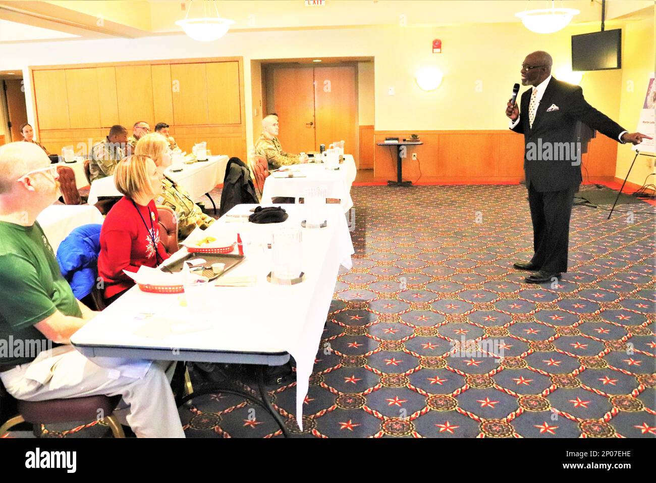 Guest speaker Marcus Gentry gives his presentation about Martin Luther ...