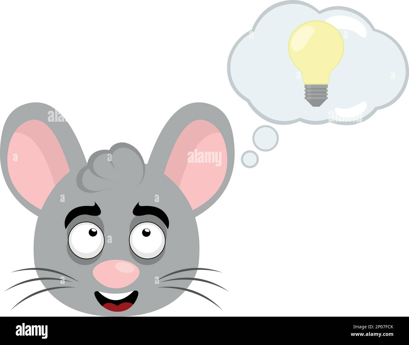 vector illustration face of a mouse cartoon with a cloud thought with a ...