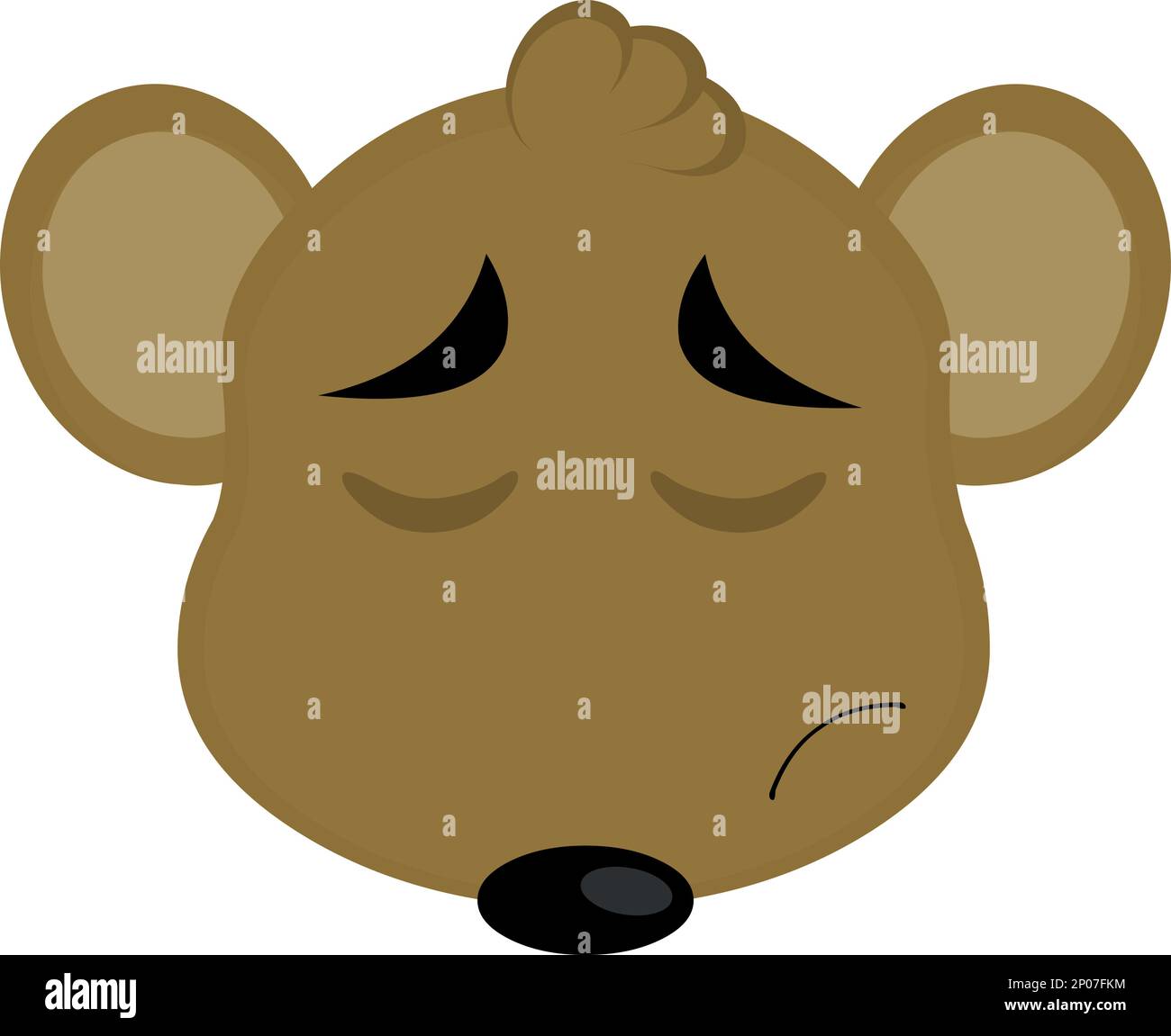 vector illustration face of a mouse cartoon brown with a sad expression ...