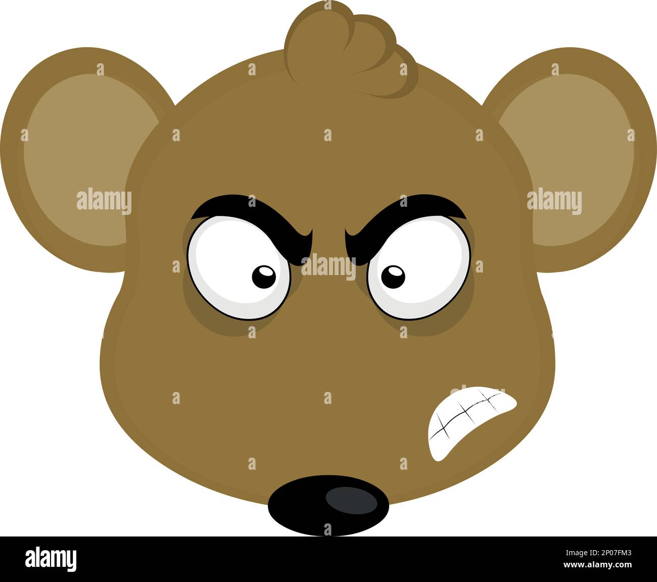 vector illustration face of a brown cartoon mouse with an expression of ...