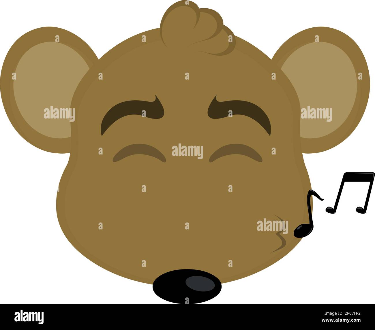 vector illustration face of a cartoon mouse brown, whistling with ...