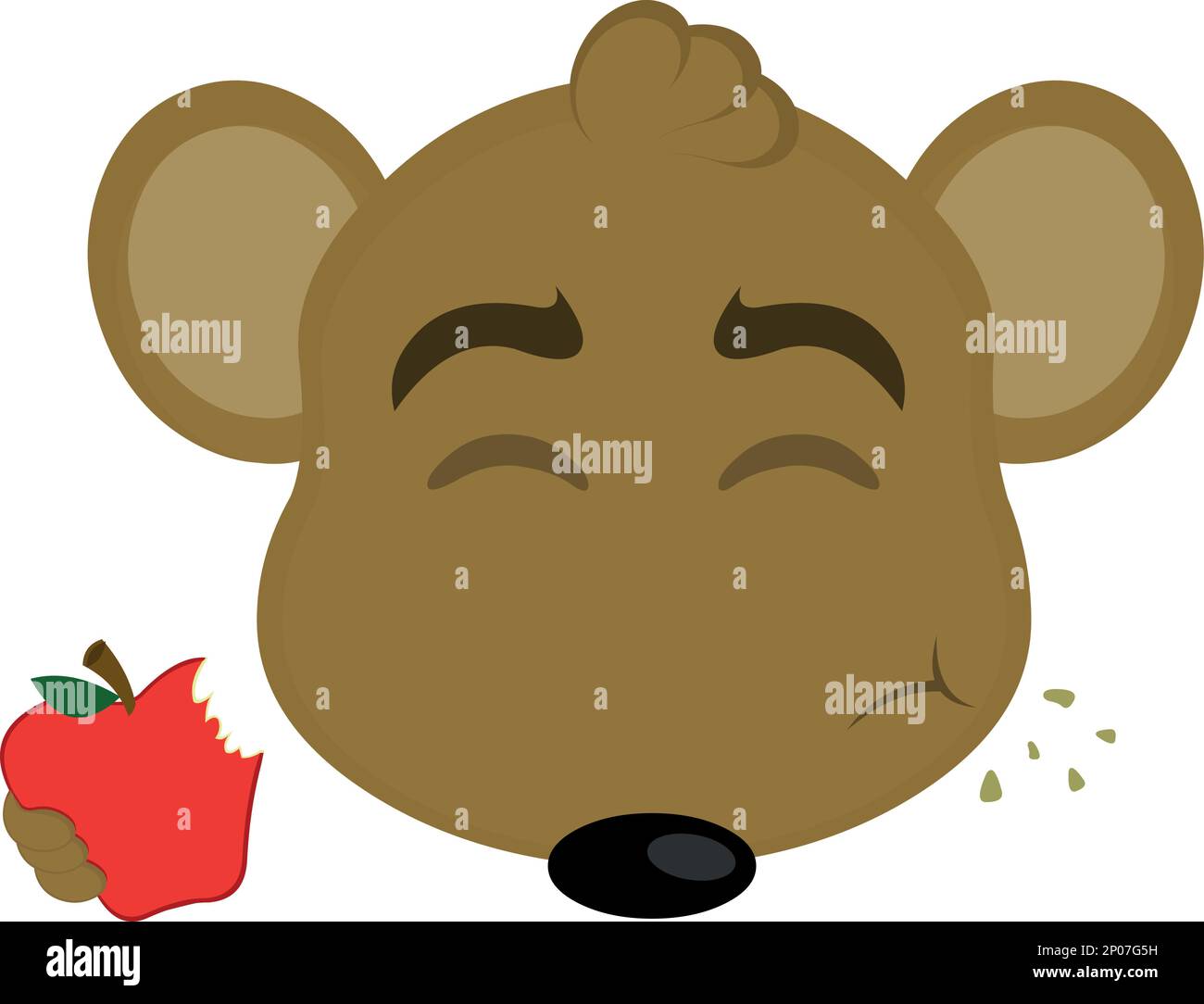 vector illustration face of a cartoon mouse eating a red apple Stock ...