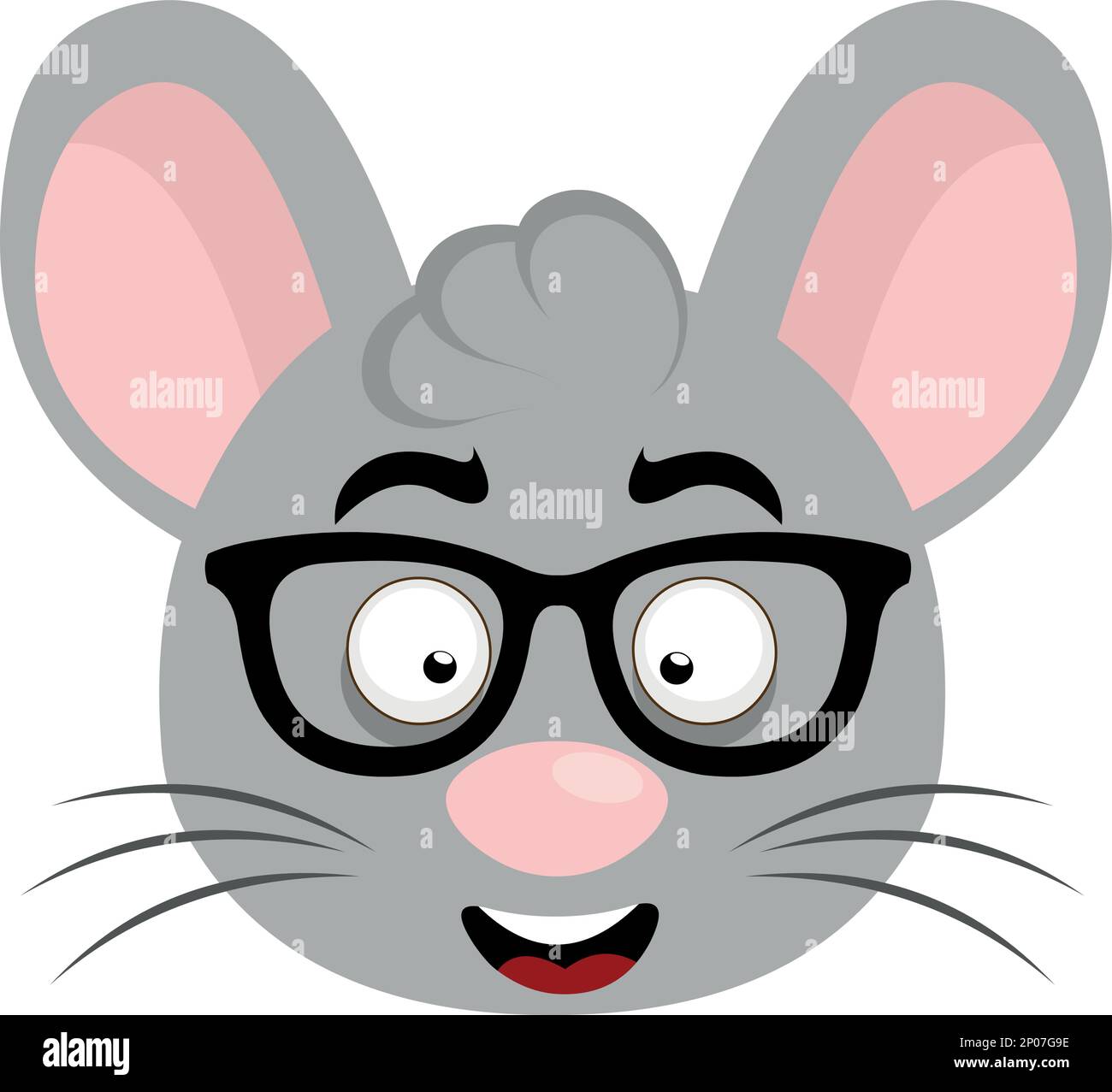 vector illustration face of a cartoon mouse with nerd glasses Stock ...