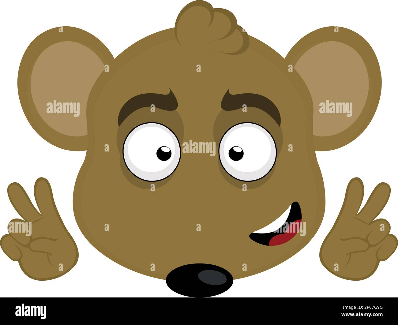 vector illustration of the face of a cartoon mouse with a happy ...