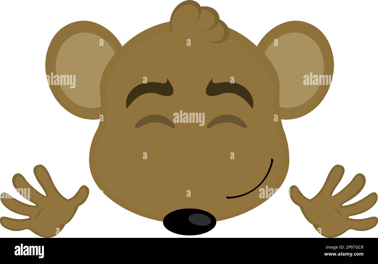 Vector illustration of the face of a cartoon mouse with a happy ...
