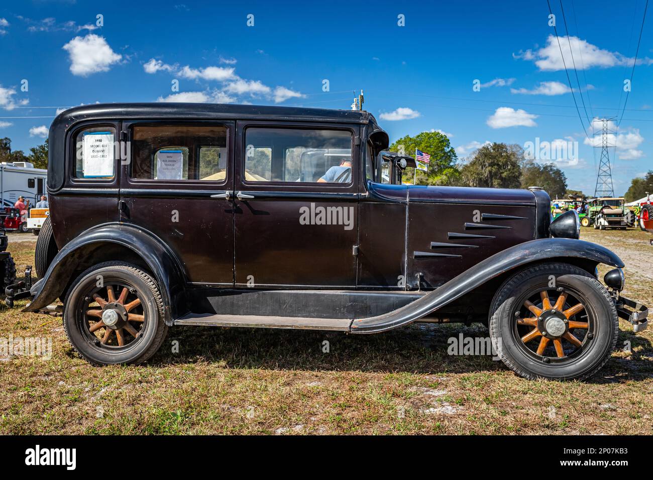 Fort Meade, FL - February 24, 2022: Low perspective side view of a 1930 ...