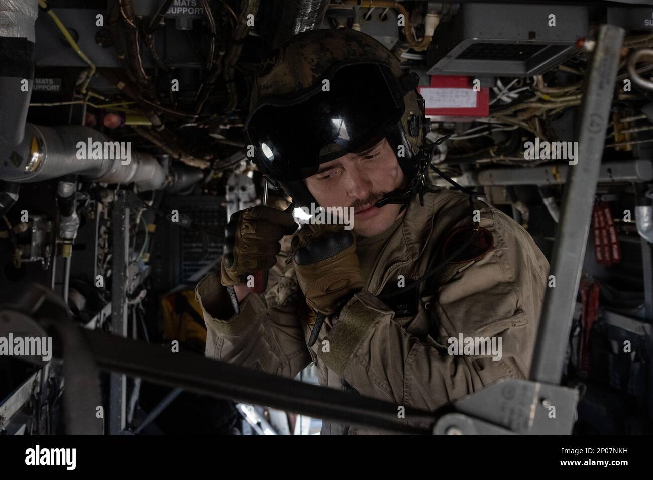 U.S. Marine Corps Sgt. Brady Wulf, a crew chief with Marine Medium ...