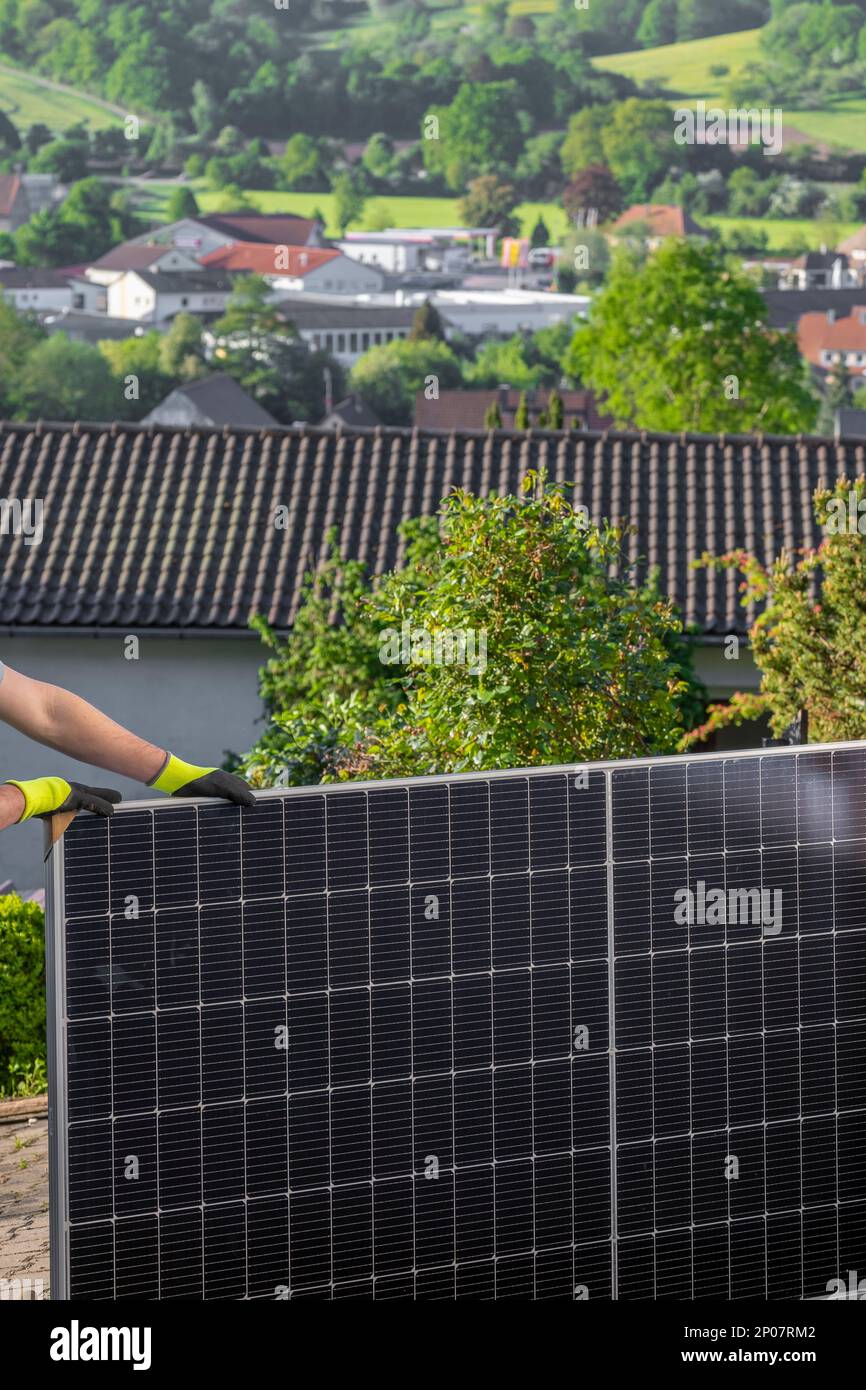 renewable energy.Installation of energy light modules in a private ...