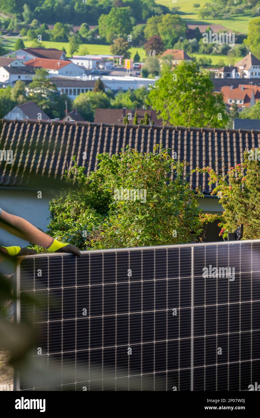 renewable energy.Installation of energy light modules in a private ...