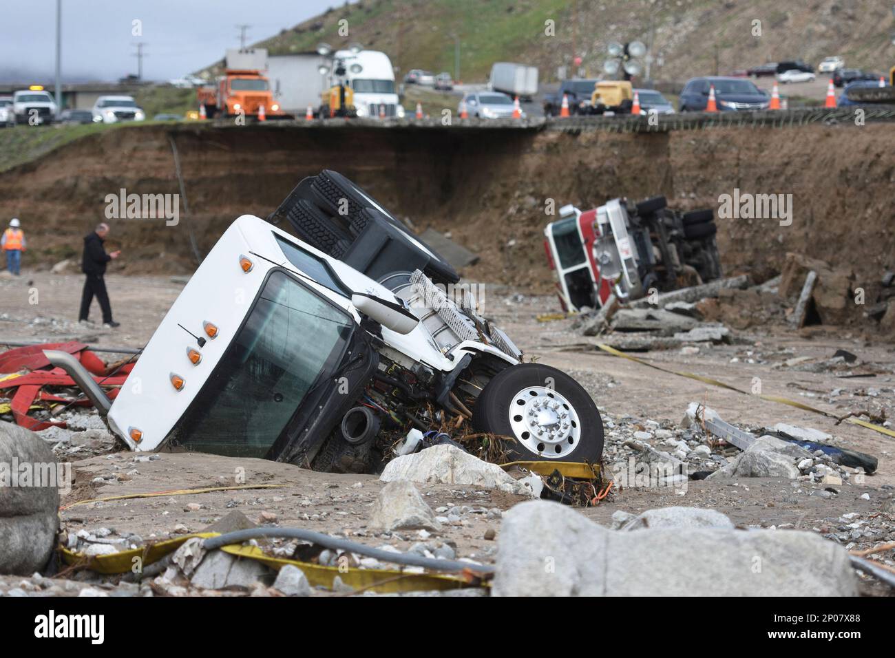 FILE--In this Feb. 18, 2017, file photo, officials look over the scene ...