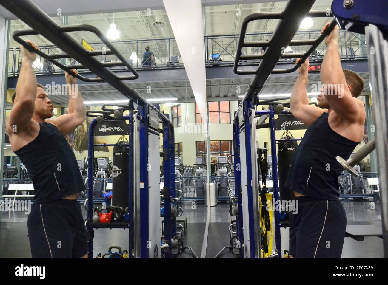 In this Friday, Feb. 17, 2017, photograph, Derek Chester completes a ...