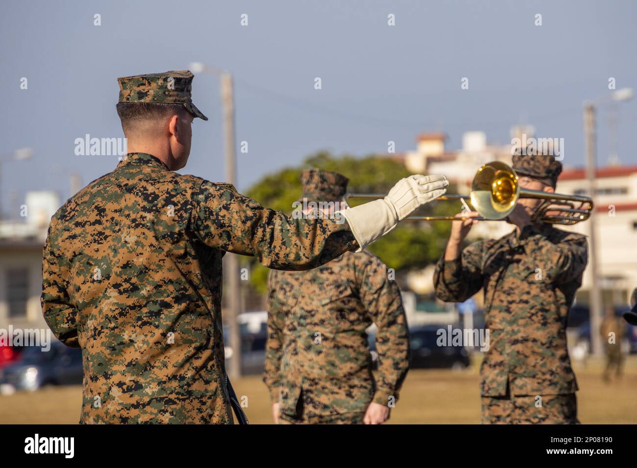 The U.S. Marine Corps III Marine Expeditionary Force band plays Anchors ...