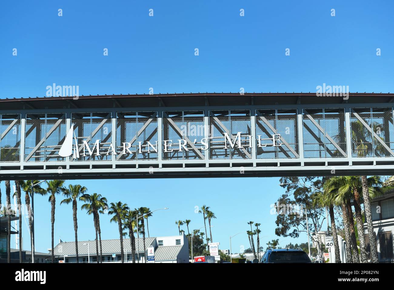 NEWPORT BEACH, CALIF - 2 MAR 2023: Mariners Mile, a stretch of Pacific ...