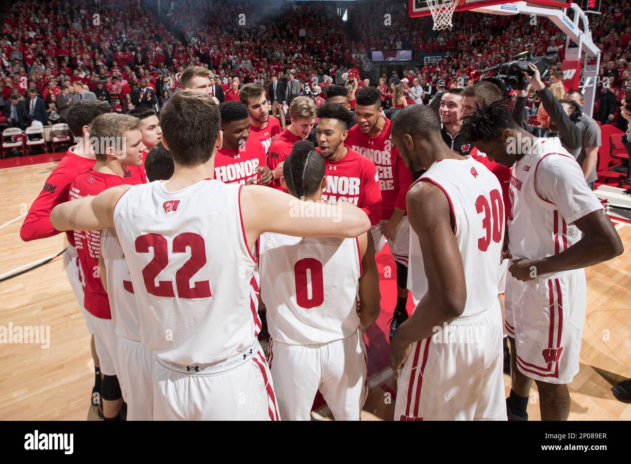 Wisconsin Badgers huddle prior to an NCAA Big Ten Conference men's ...