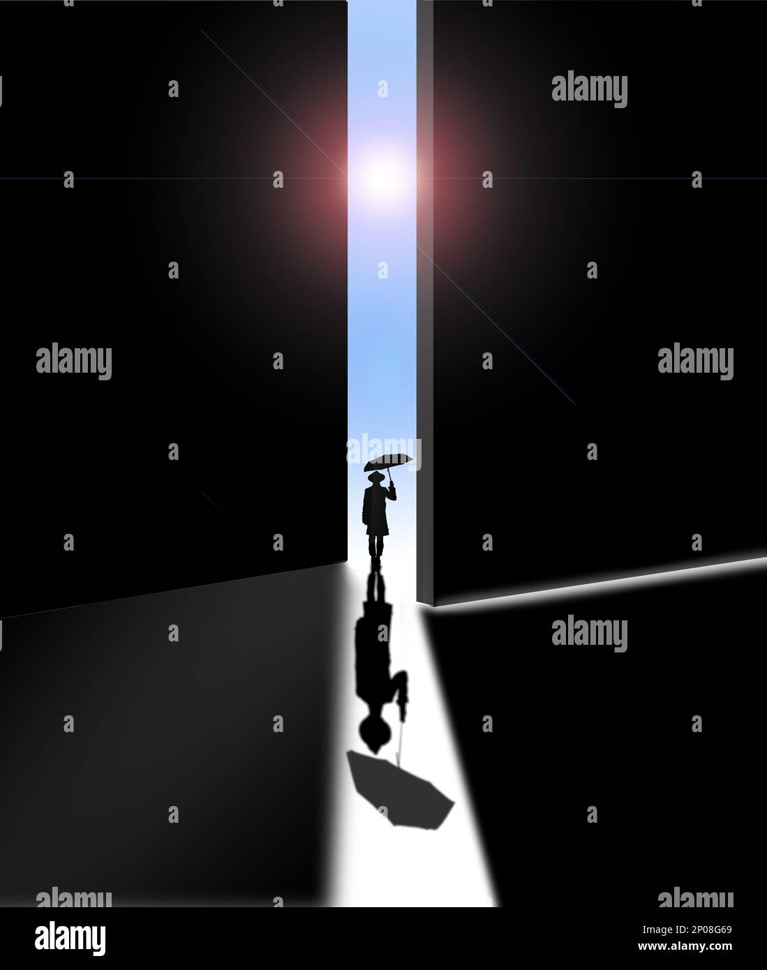 The Pessimist- Despite a sunny blue sky outside a man, a pessimistic ...