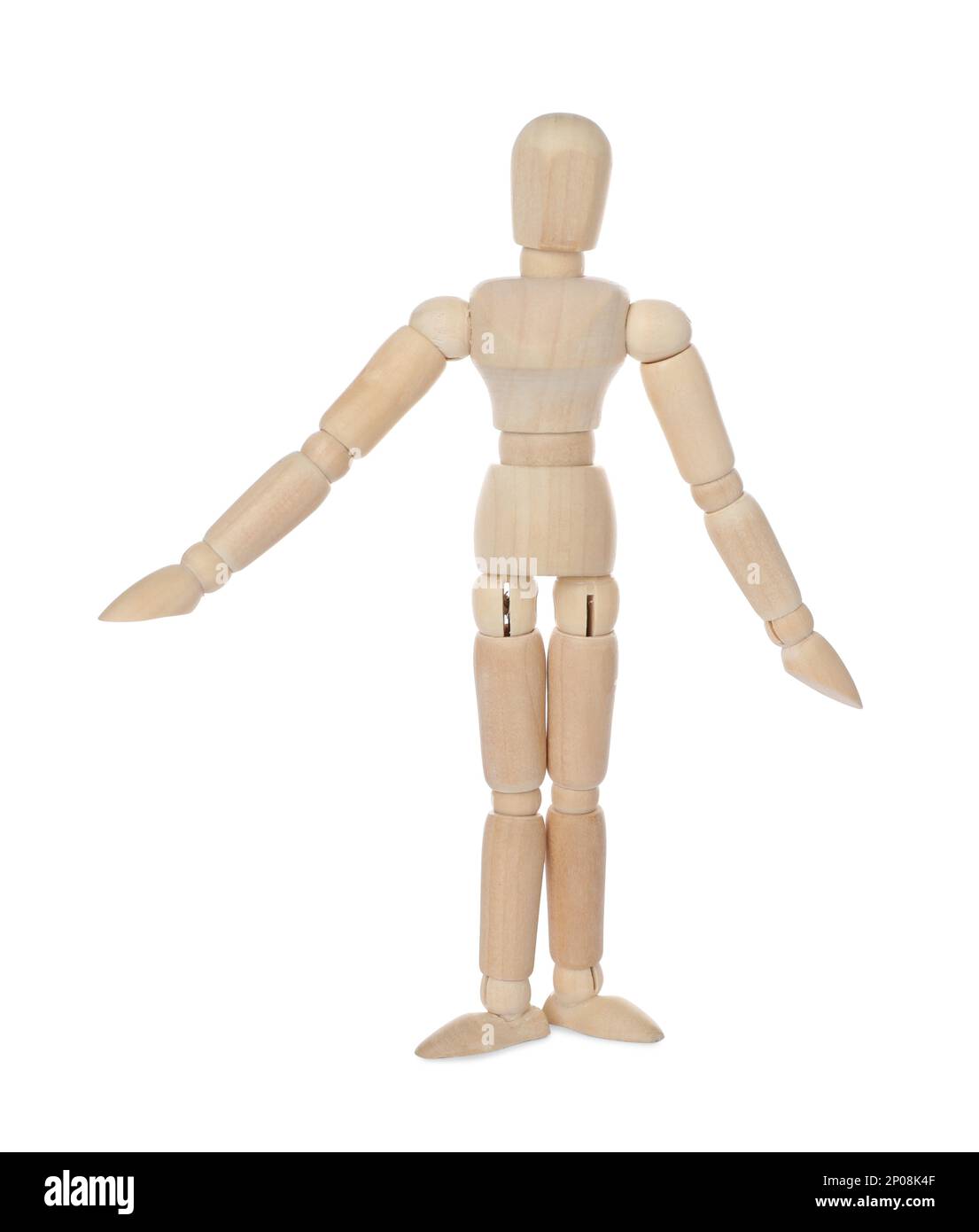 Wooden human model isolated on white. Mini mannequin Stock Photo - Alamy