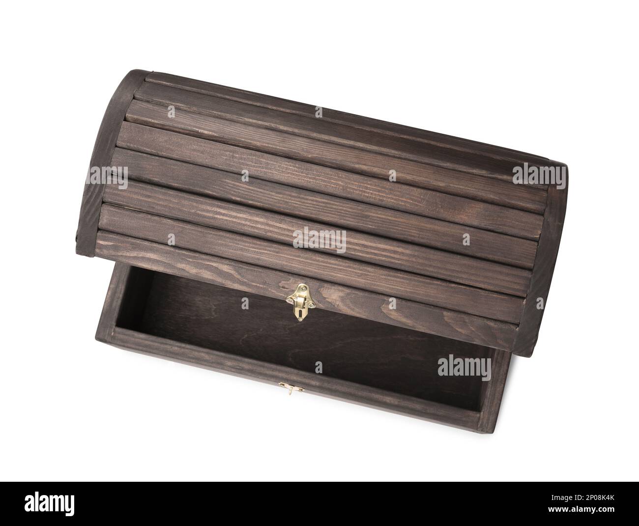 Empty wooden treasure chest isolated on white, top view Stock Photo - Alamy