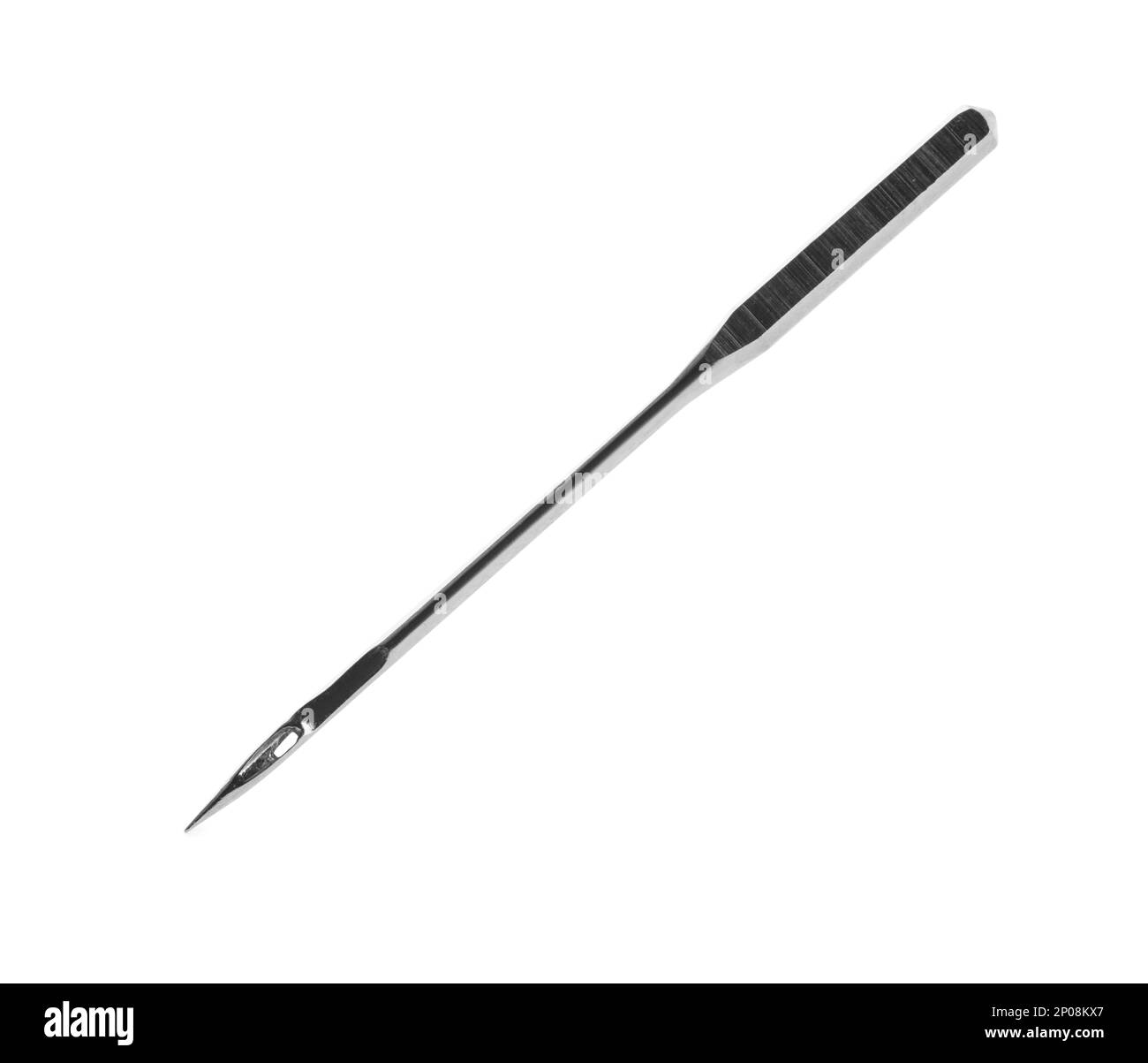 Metal needle for sewing machine on white background Stock Photo - Alamy