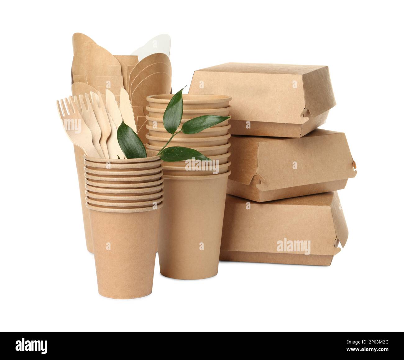 Different eco friendly products on white background Stock Photo - Alamy