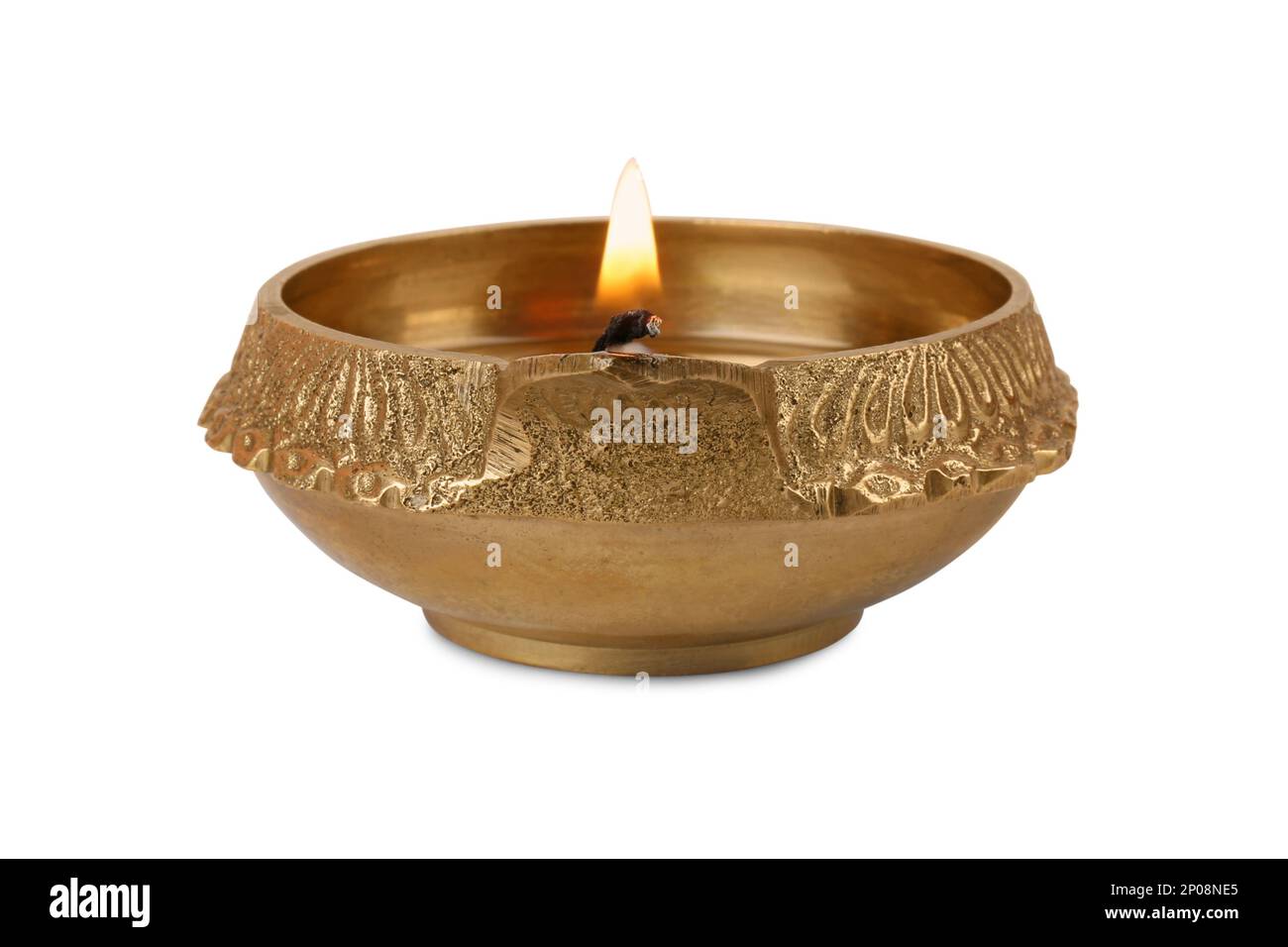 Lit diya lamp isolated on white. Diwali celebration Stock Photo - Alamy
