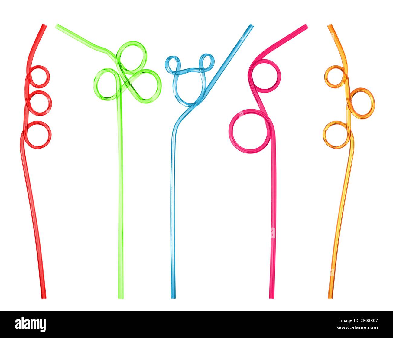 Set with different straws for drinks on white background Stock Photo ...