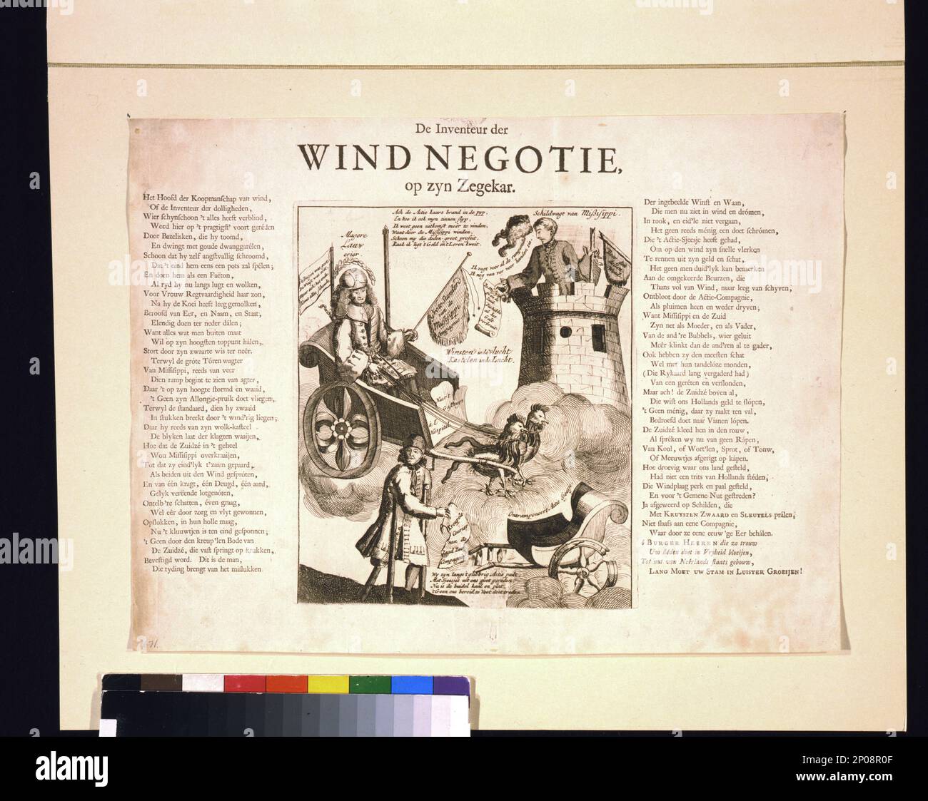 De inventeur der windnegotie, op zyn zegekar. British Cartoon Prints ...