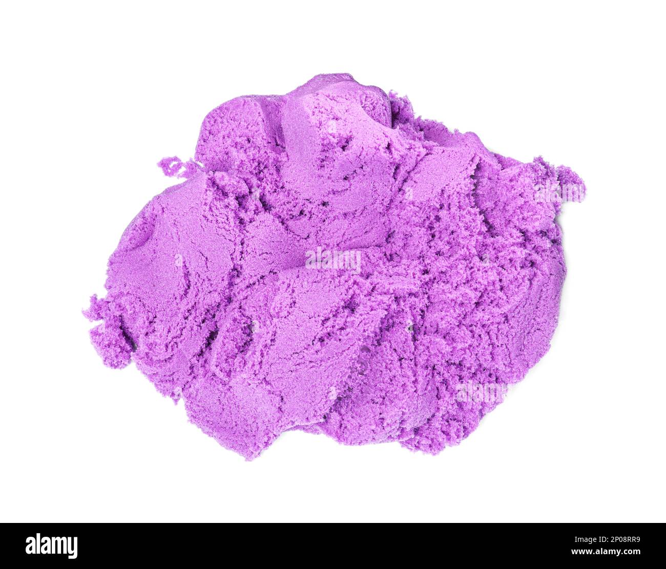 Pile of violet kinetic sand on white background, top view Stock Photo ...