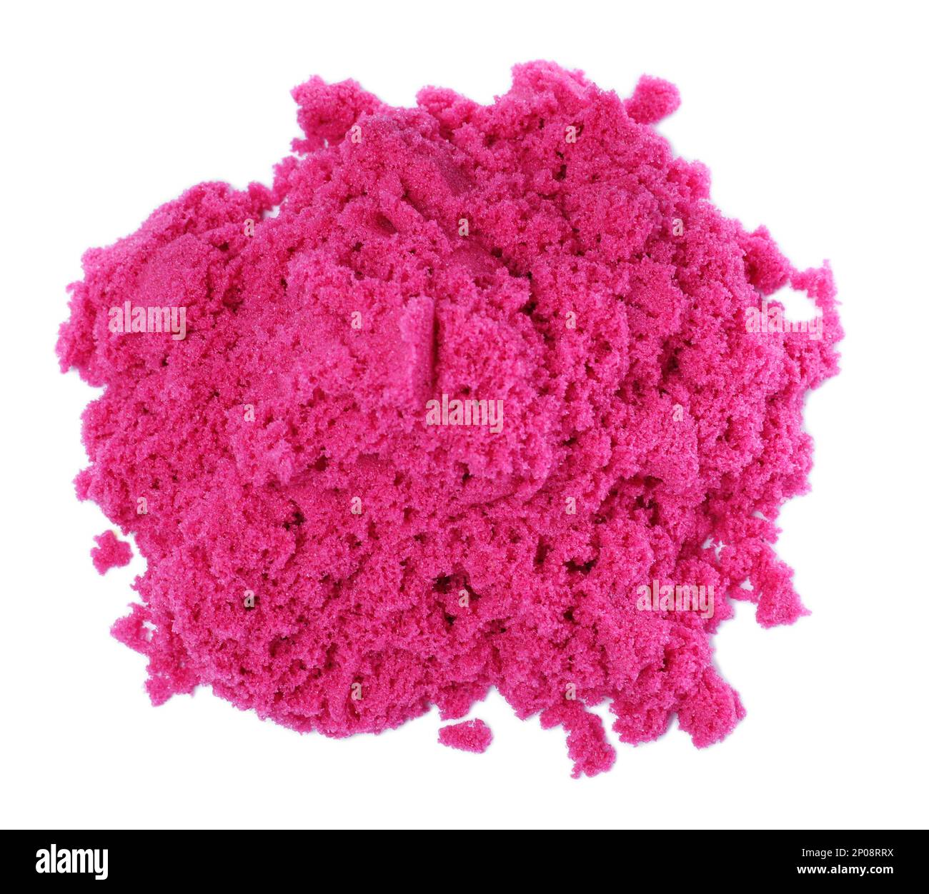 Pile of pink kinetic sand on white background, top view Stock Photo - Alamy