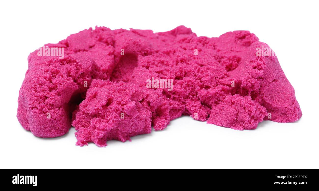 Pile of pink kinetic sand on white background Stock Photo - Alamy