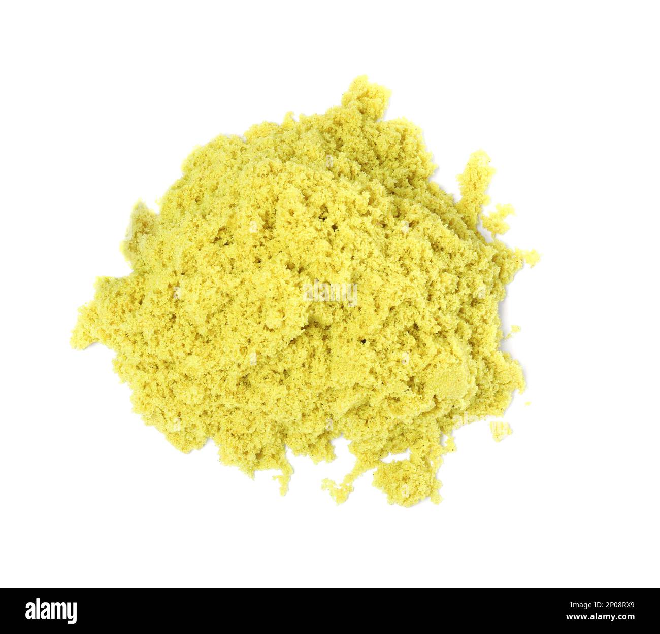 Pile of yellow kinetic sand on white background, top view Stock Photo ...