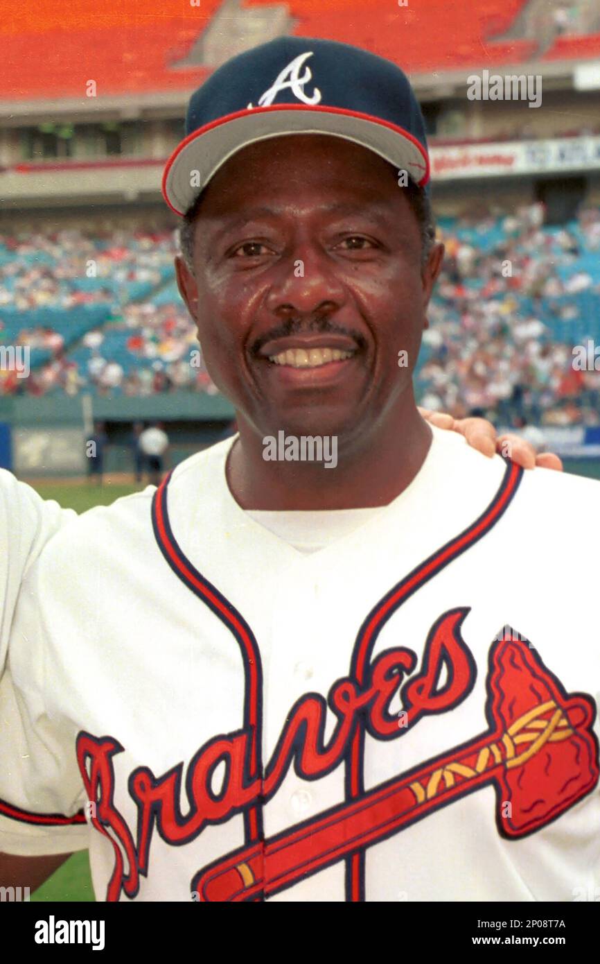 ATLANTA, GA - 1987: Henry "Hank" Aaron of the Atlanta Braves poses for a portrait before an Old ...