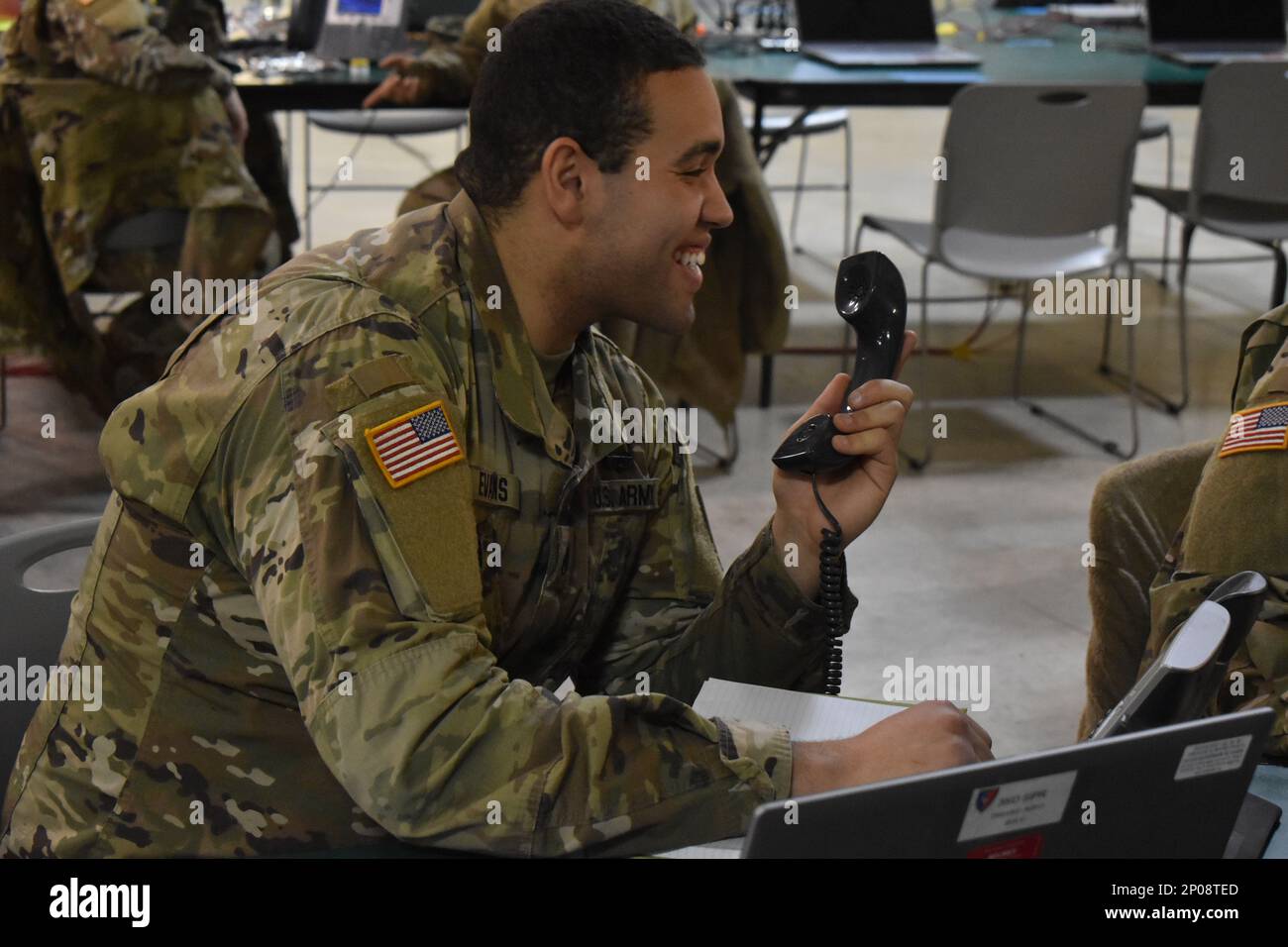 Indiana National Guard Staff Sgt. Ellis Evans from New Castle, performs ...