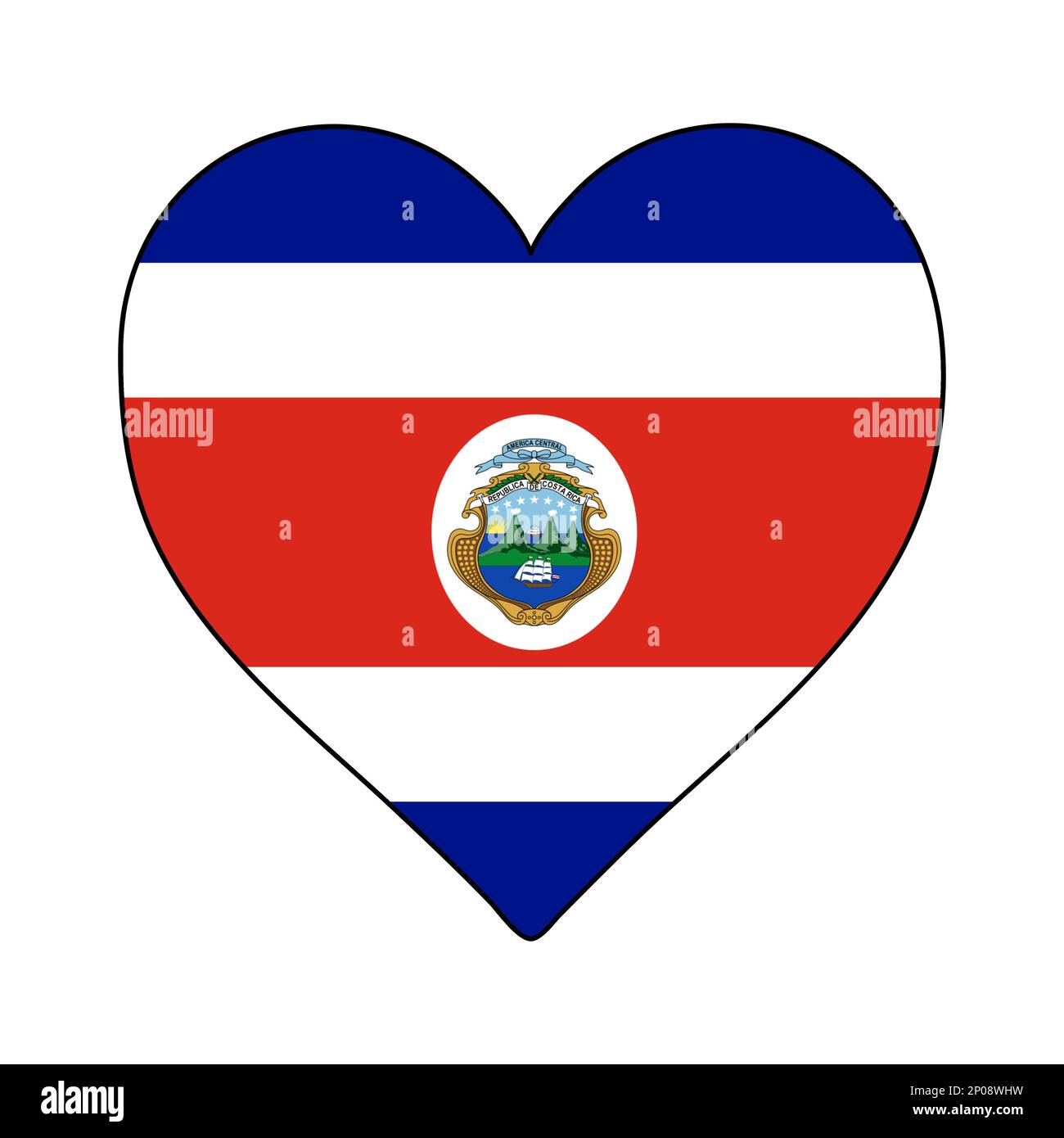 Costa Rica Heart Shape Flag. Love Costa Rica. Visit Costa Rica. Central ...