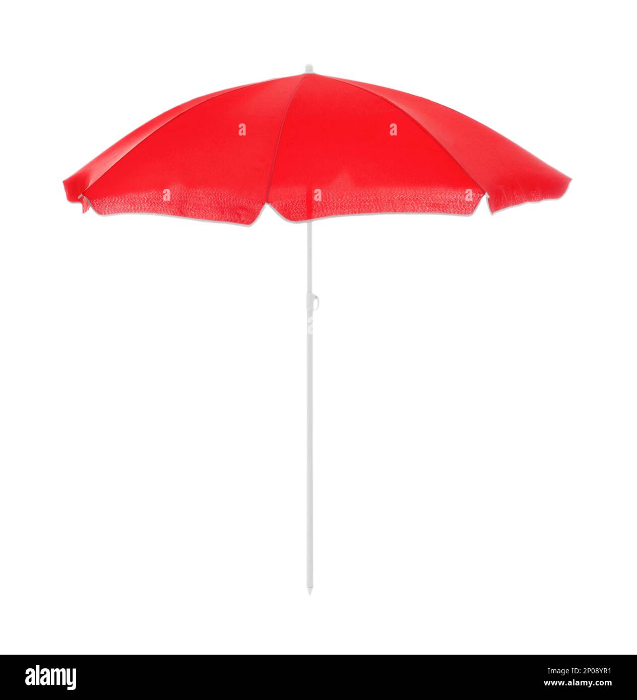 Open red beach umbrella isolated on white Stock Photo - Alamy