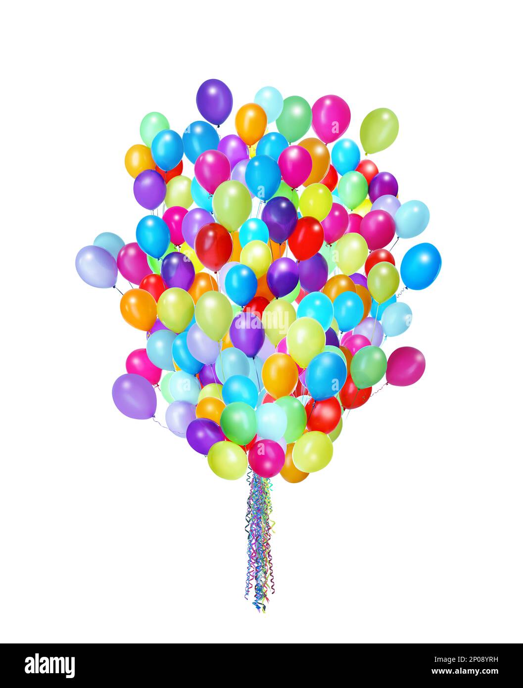 Big bunch of bright balloons on white background Stock Photo - Alamy