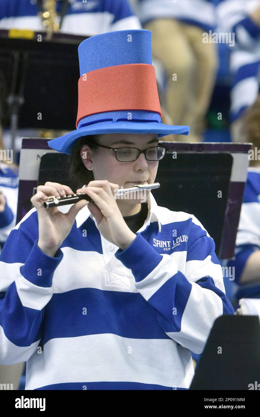 ST. LOUIS, MO - FEBRUARY 11: A member of the Saint Louis University pep ...