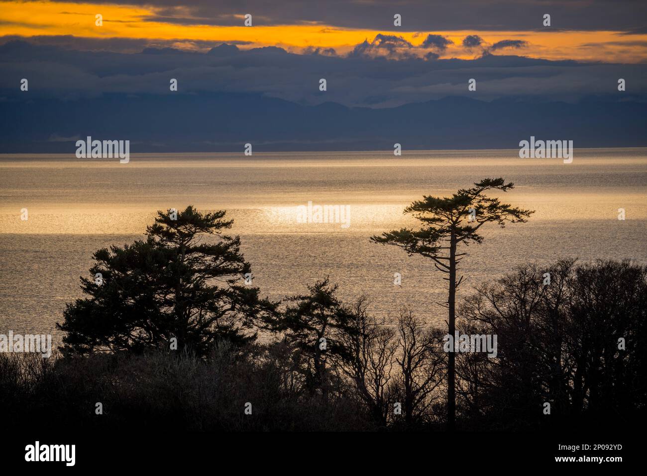 View of Haro Strait with dramatic skies from the American Camp (San ...