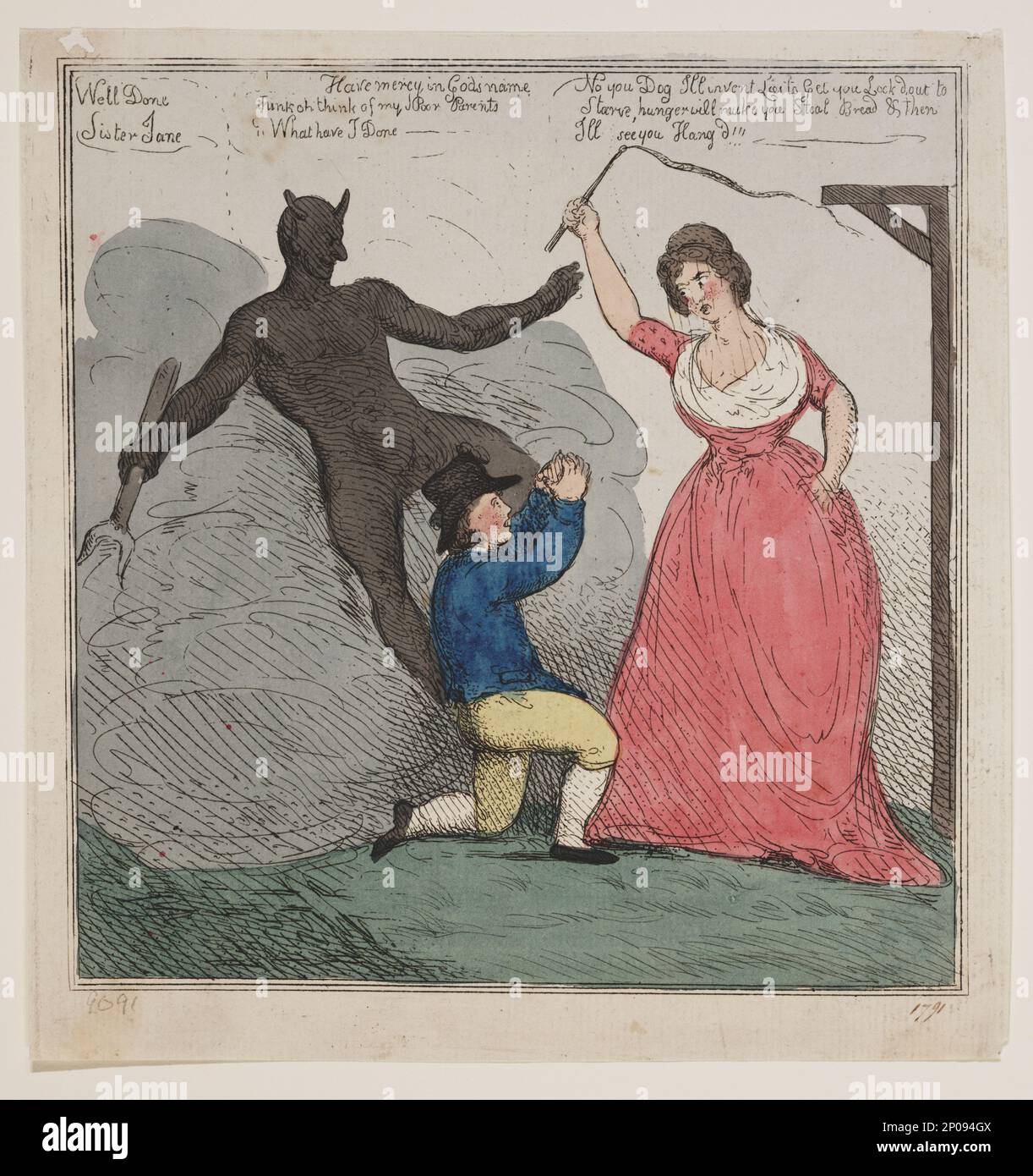 Sister Jane. British Cartoon Prints Collection . Women,1790-1800. , Whipping,1790-1800. , Men ...
