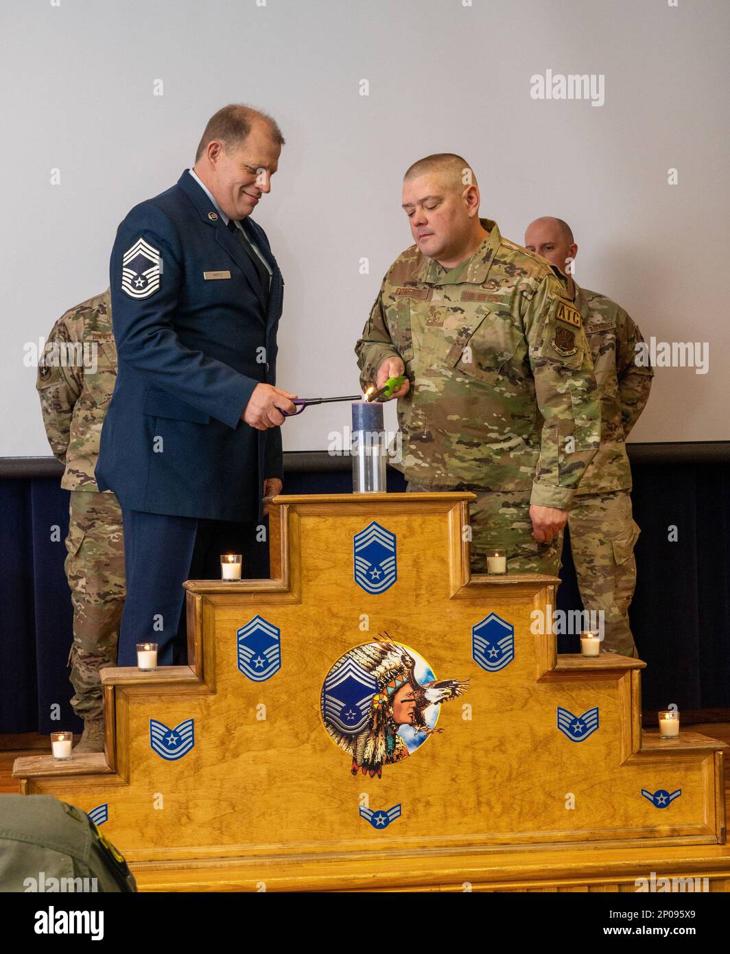 Chief Master Sgt. Rich Hritz, left, and Chief Master Sgt. Jason ...
