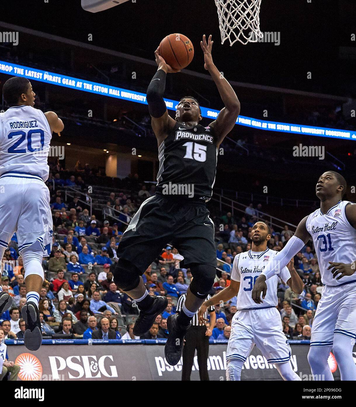 Providence guard forward center () Seton Hall's guard () during NCAA ...