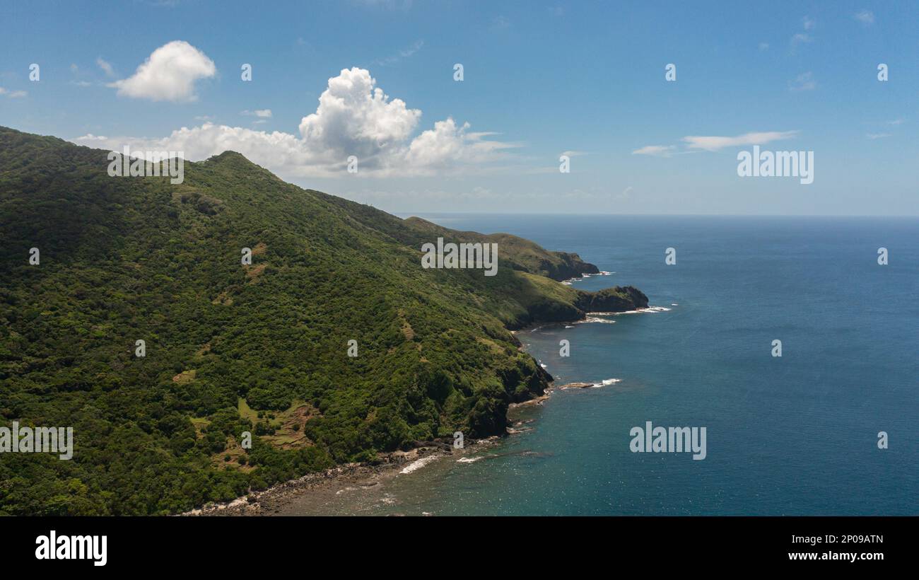 Tropical island cape and blue ocean. Cape Engano. Palaui Island. Santa ...