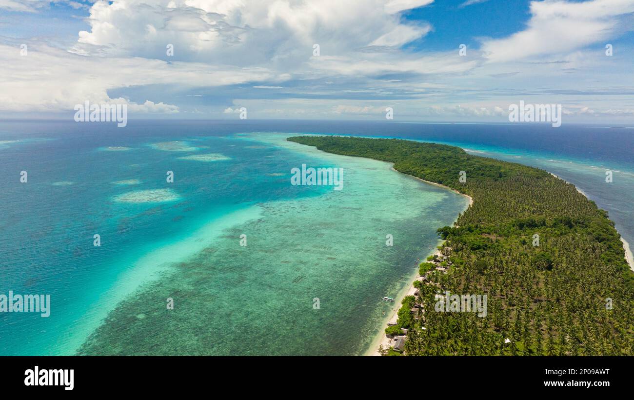 Tropical island with beach and palm trees. Canabungan Island, Balabac ...