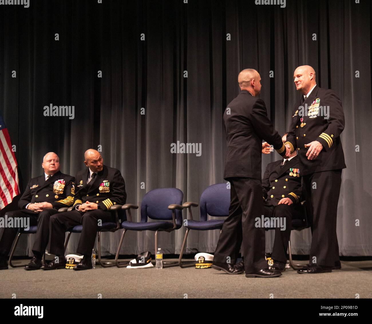 KEYPORT, Wash. (Jan. 6, 2023) Cmdr. John Thorpe greets his replacement ...