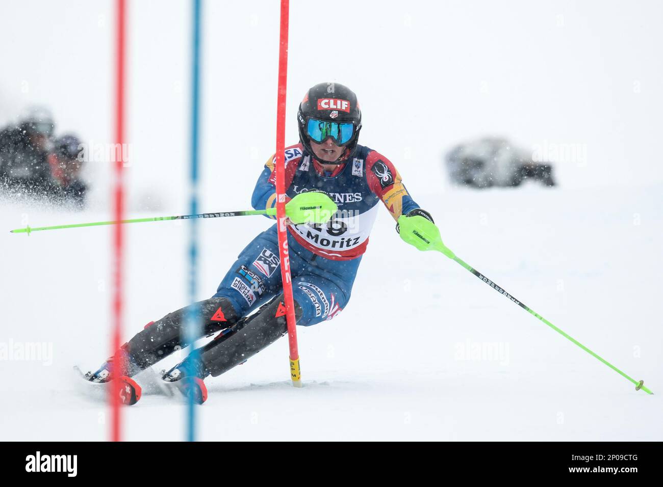 Stacey Cook of the US clears a gate during the women's combined slalom ...