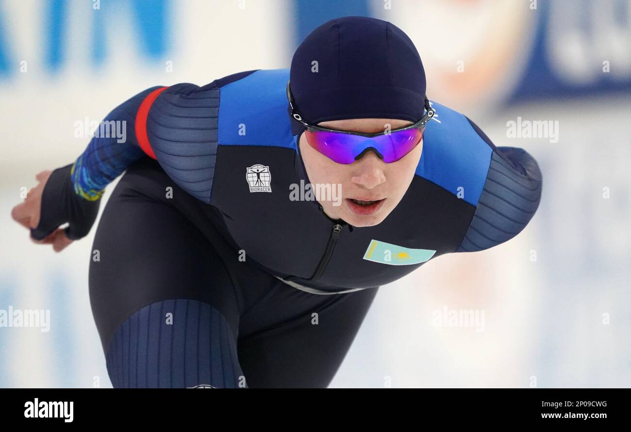 Nadezhda Morozova (KAZ) in action during the 3000m women during ISU ...