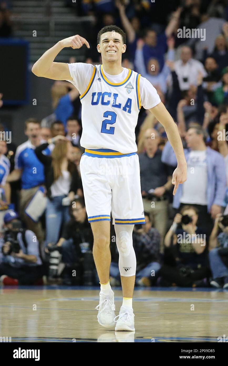 February 9, 2017: UCLA Bruins guard Lonzo Ball #2 celebrates after his ...