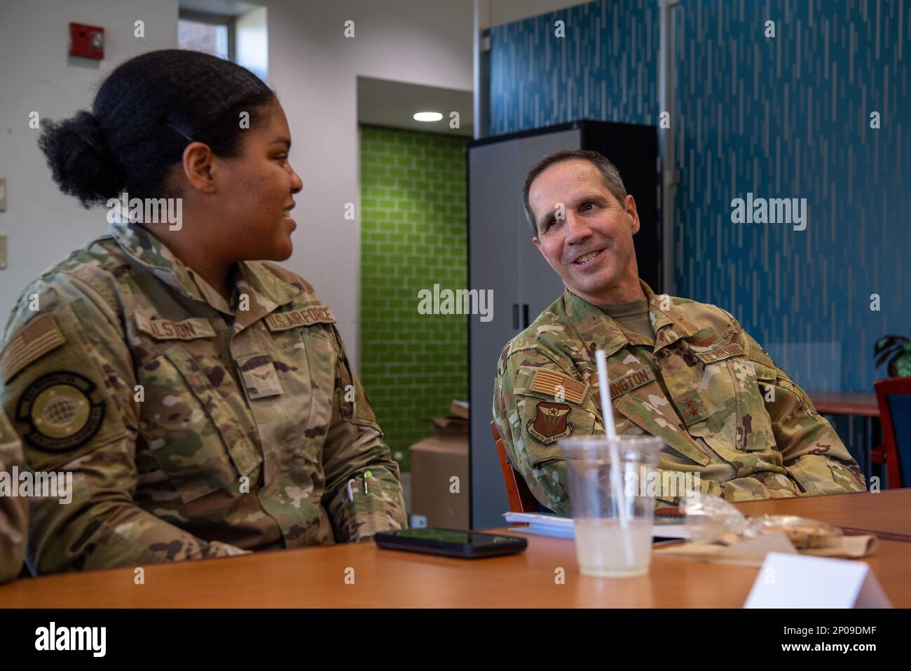 U.S. Air Force Maj. Gen. Jeffrey Pennington shares a laugh with an ...