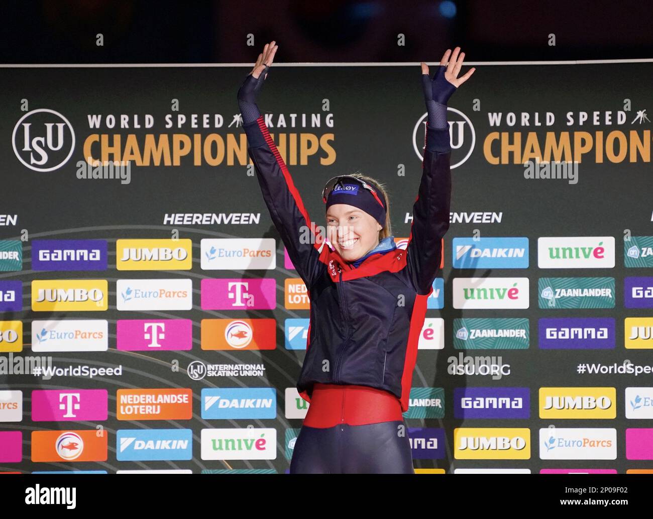Ragne Wiklund (NOR) gold medallist during the 3000m women during ISU ...