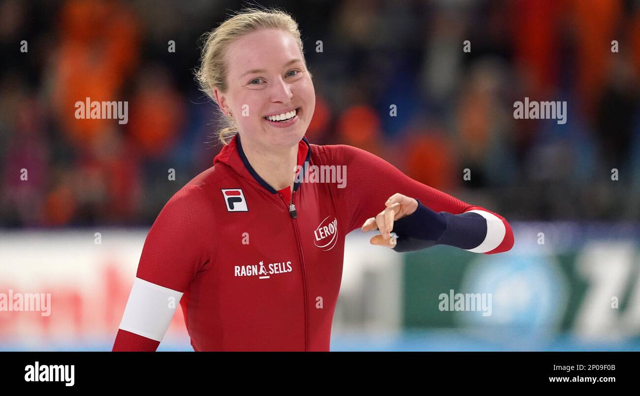 Ragne Wiklund (NOR) in action in 3000m women during ISU World ...